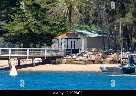 The Basin camp site on Pittwater is accessible by boat and has a wharf ...