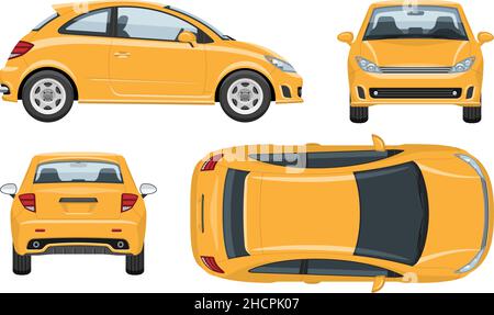 Car top view vector cartoon icon. Car above top view pictogram aerial ...