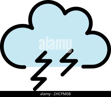 Vector thundercloud. Black outline. Vector illustration isolated on ...