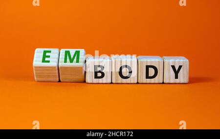 Body and embody symbol. Turned wooden cubes and changed the concept ...