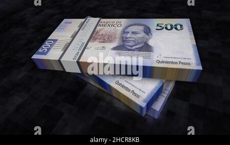 Mexico Pesos money pack 3d illustration. MXN banknote bundle stacks ...