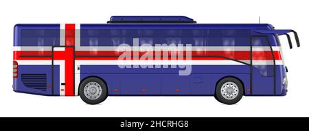 Iceland Bus Tours Concept 3d Rendering Isolated On White Background