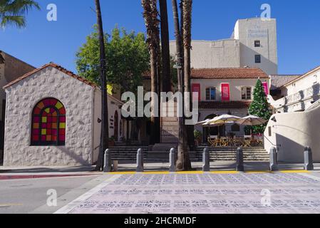 The Pasadena Playhouse Theater exterior shown on a rainy day Stock ...