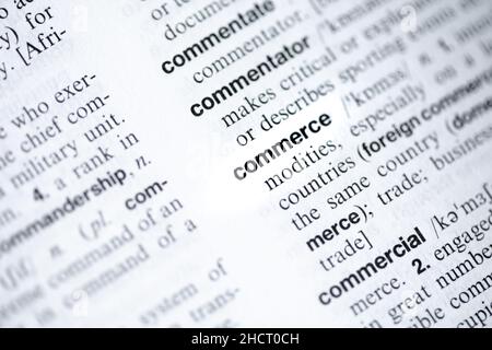 Closeup of a page in an English dictionary with the syllabicated word ...