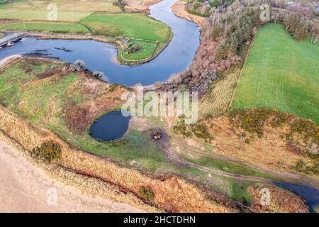 Aerial view of the historic church and graveyardof Inver in County ...