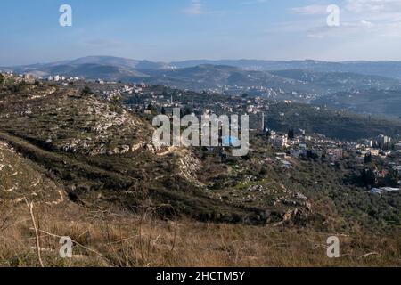 View of the Palestinian village of Burqa in the Nablus Governorate in ...