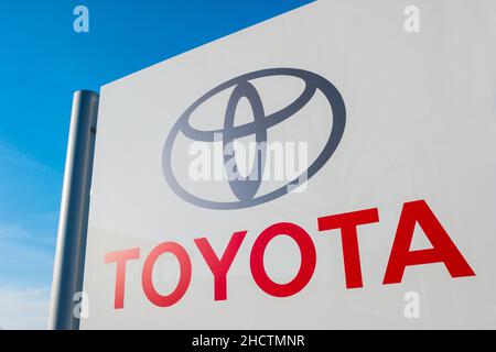 Toyota sign. Toyota is the world's market leader in sales of hybrid ...