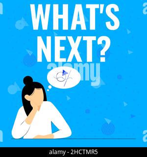 Sign displaying What S Is Next Question. Word for Get information Ask ...