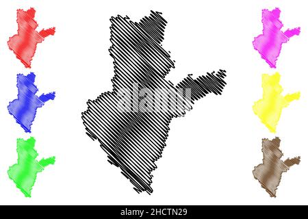 Sambhal district (Uttar Pradesh State, Republic of India) map vector ...