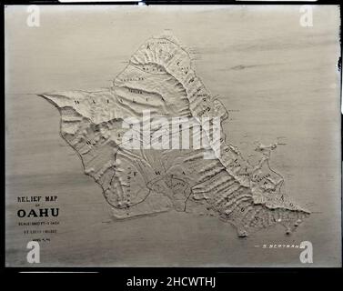 Relief Map of Oahu (b Stock Photo - Alamy