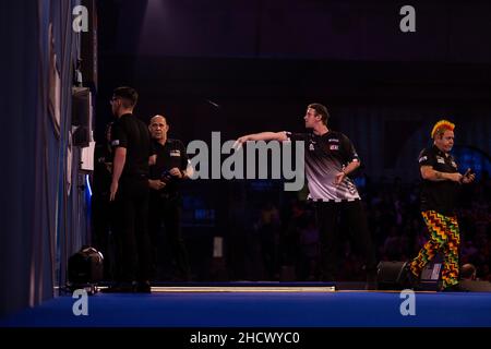 Callan Rydz in action during his third round match against Dimitri Van ...