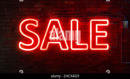 Typical neon light sale sign 3D illustration Stock Photo - Alamy