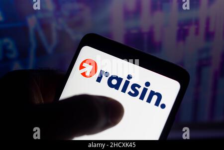 In this photo illustration, the Raisin Savings Accounts logo seen ...