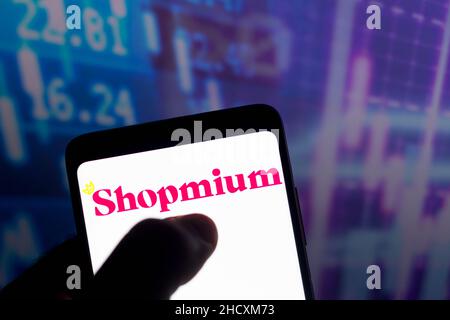 In this photo illustration, the Shopmium logo seen displayed on a ...