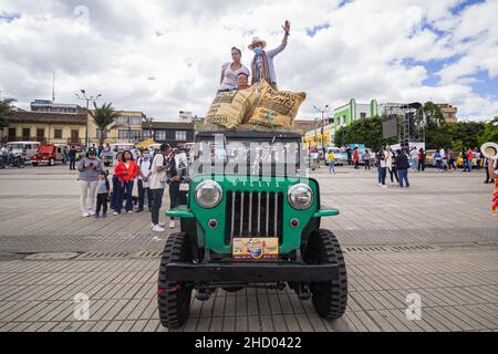 Traditional Jeep Willys as seen in Valle del Cocora in Salento Colombia ...