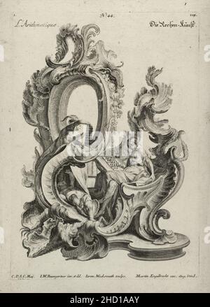 Rocaille met de personificatie van de Bouwkunst (Architectura); L ...