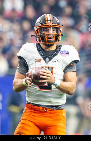 Oklahoma State quarterback Spencer Sanders during an NCAA college ...