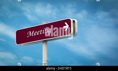 Street Sign the Direction Way to Meeting Stock Photo - Alamy