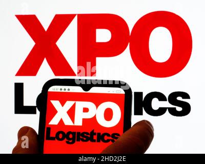 In this photo illustration, the XPO Logistics company logo is seen ...