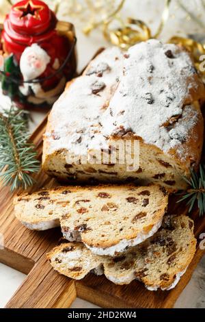 Traditional festive stollen bread with dried fruits Stock Photo - Alamy