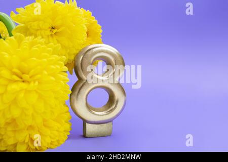 Number eight shape with bunch of flowers isolated over white background ...