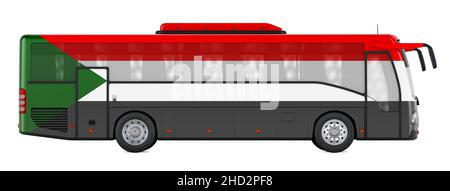 Sudan Bus Tours concept. 3D rendering isolated on white background ...