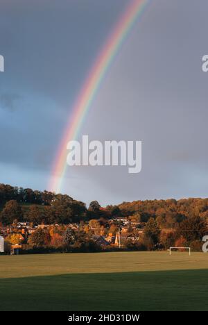 Nature Rainbow over pretty green Nebraska landscape. High quality photo ...