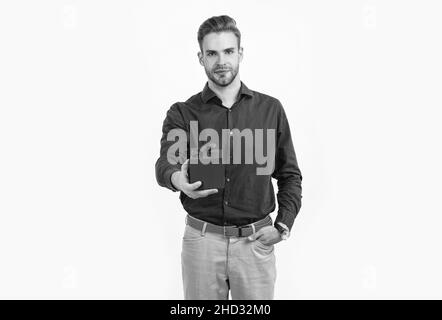 surprise for her. valentines day. boxing day. handsome man with present ...