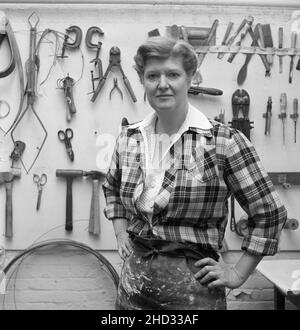 Mary Callery, sculptor, in her workshop, 1950. The exact date in ...