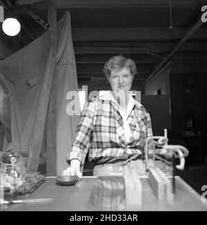 Mary Callery, sculptor, in her workshop, 1950. The exact date in ...
