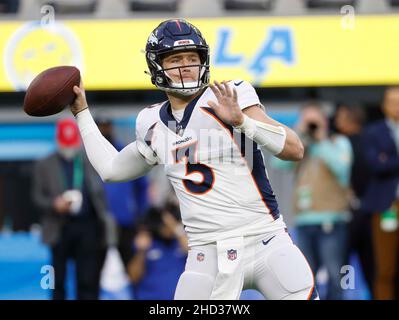 Denver Broncos quarterback Drew Lock (3) warms up prior to an NFL ...