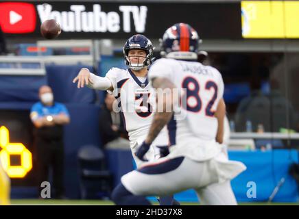 Denver Broncos quarterback Drew Lock (3) warms up before an NFL ...