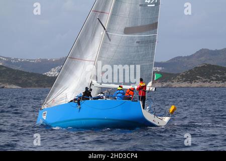 Bodrum,Turkey. 25 March 2018: Sailboats sail in windy weather in the ...