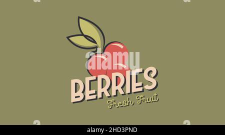 Fresh Berries Logo Design Concept in Retro Style Stock Vector Image ...