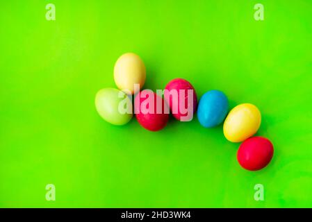 Easter eggs. Happy easter card. Multi-colored Easter eggs. Easter ...