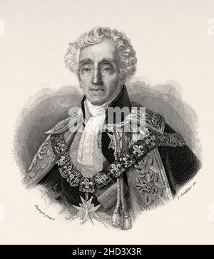 Portrait of La Rochefoucauld - French engraving XIX th century Stock ...