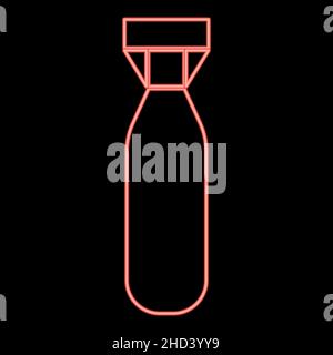 Neon bomb air red color vector illustration image flat style light ...