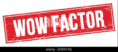 WOW FACTOR text on red grungy rectangle stamp Stock Photo - Alamy