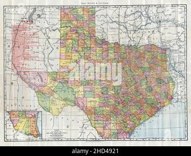 An illustration of Texas an old detailed map in a vintage style Stock ...