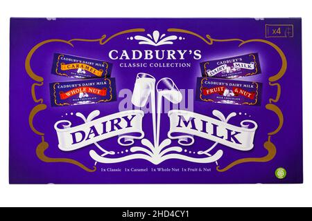 A Classic Collection Cadbury's Dairy Milk selection box on a white ...