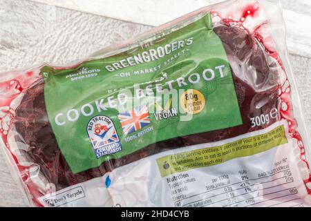 Morrison's own-label plastic wrapped cooked whole beetroot, with ...