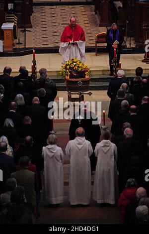 The funeral service of Cornish comedian Jethro at Truro Cathedral in ...