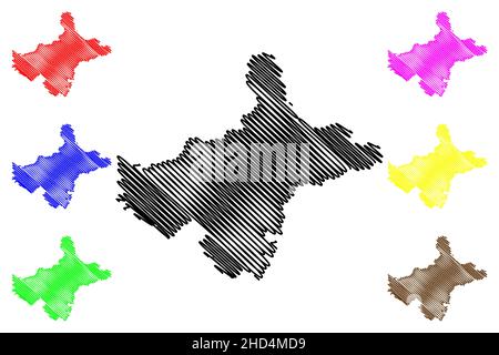 Shimla district (Himachal Pradesh State, Republic of India) map vector ...