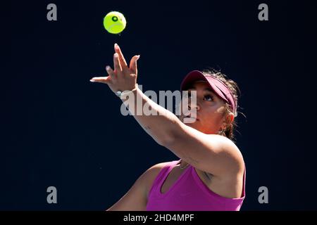Destanee Aiava of Australia in action against Simona Halep of Romania ...