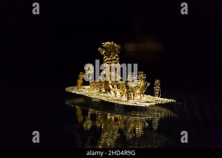 Muisca raft in Gold Museum or Museo del Oro, Bogota, Colombia, South ...