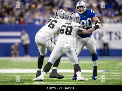 Las Vegas Raiders center Andre James (68) during the first half of an ...