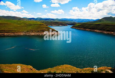 The Katse Dam in Lesotho is the Highlands Water Project in Africa Stock ...