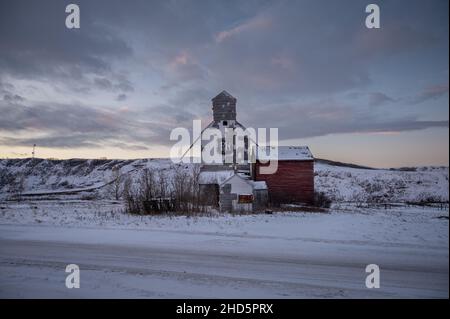 Sharples, Alberta - January 2, 2022: Old P&H grain company elevator in ...