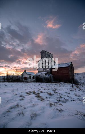 Sharples, Alberta - January 2, 2022: Old P&H grain company elevator in ...