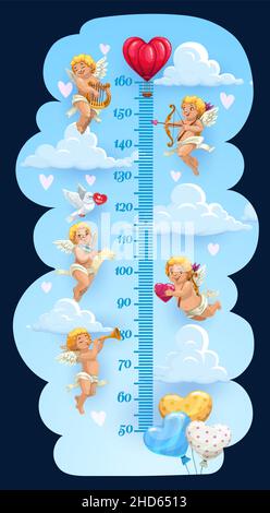 Angel cupids height chart, growth measuring meter. Vector wall sticker ...